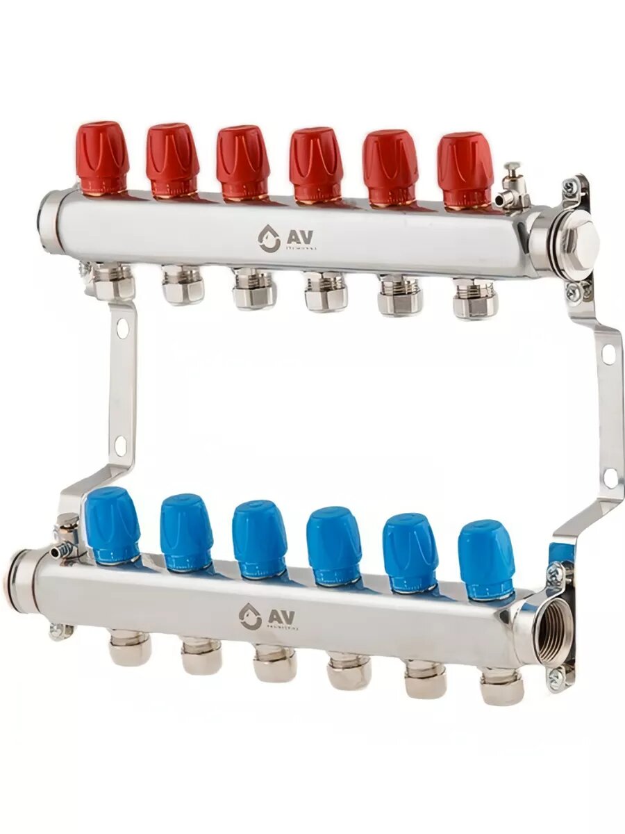 AV Engineering Комплект коллекторов для радиаторного отопления и водоснабжения на 6 контуров (AVE13500106)