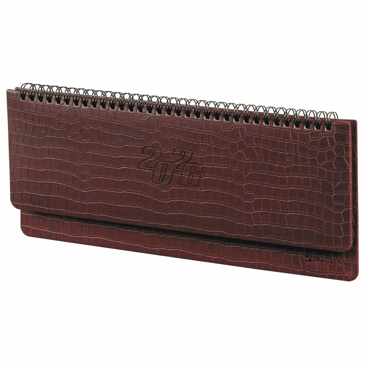 Планинг датированный на 2026 год Brauberg Comodo, 60 листов, кожзам под кожу, темно-коричневый (117222)