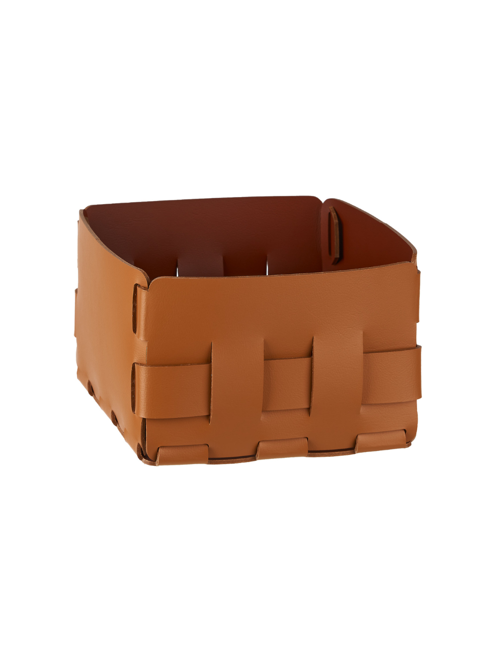 Корзина Bottega для хранения, цвет коньяка, ADJ, 19x19xH13см, натуральная кожа