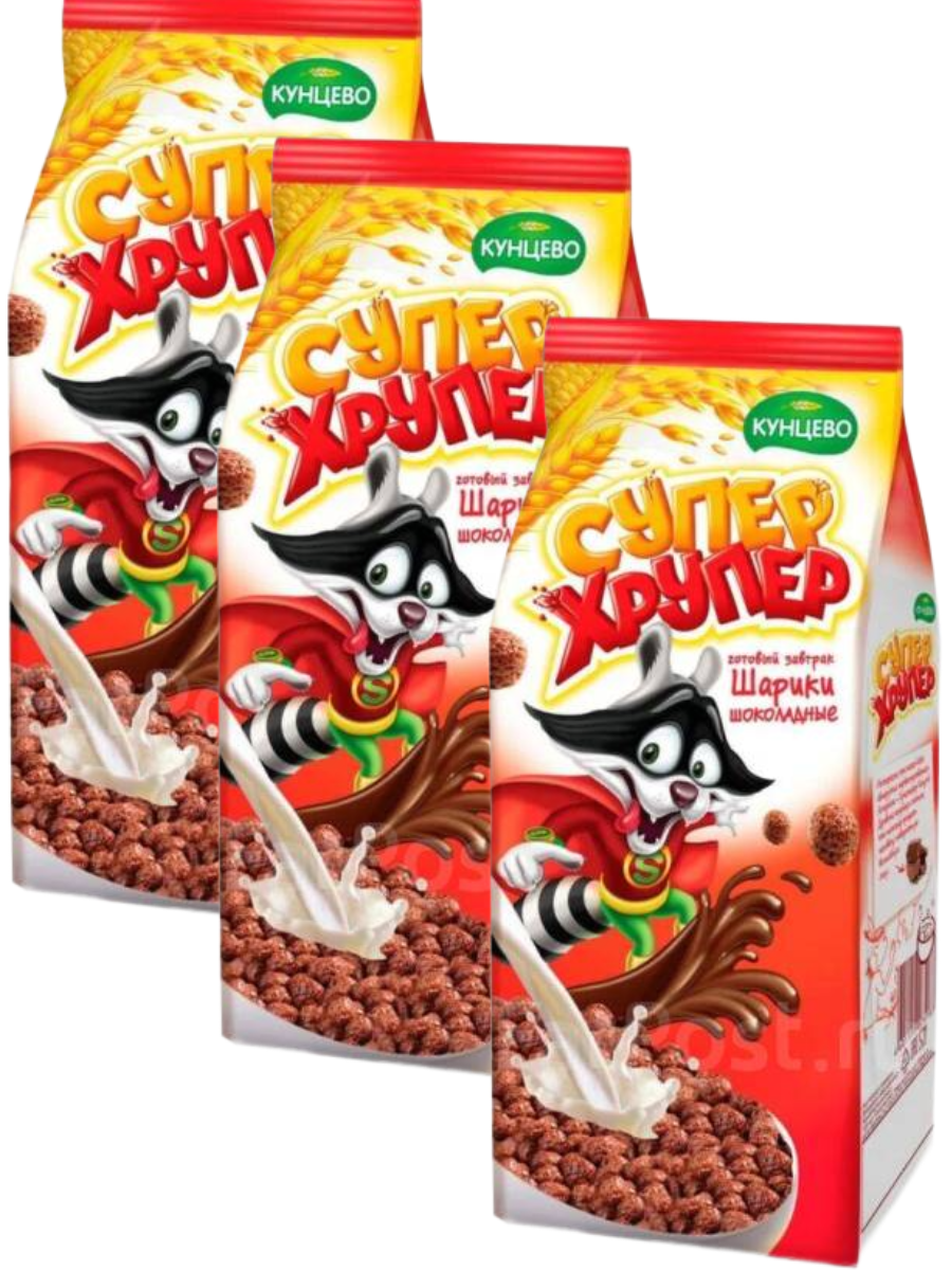 Готовый завтрак Шарики шоколадные "Супер Хрупер" 3шт по 200г