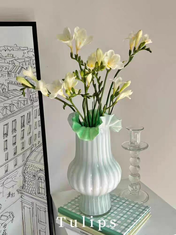 Ваза "Французская плиссированная ваза", 26 см , Стекло, 1 шт