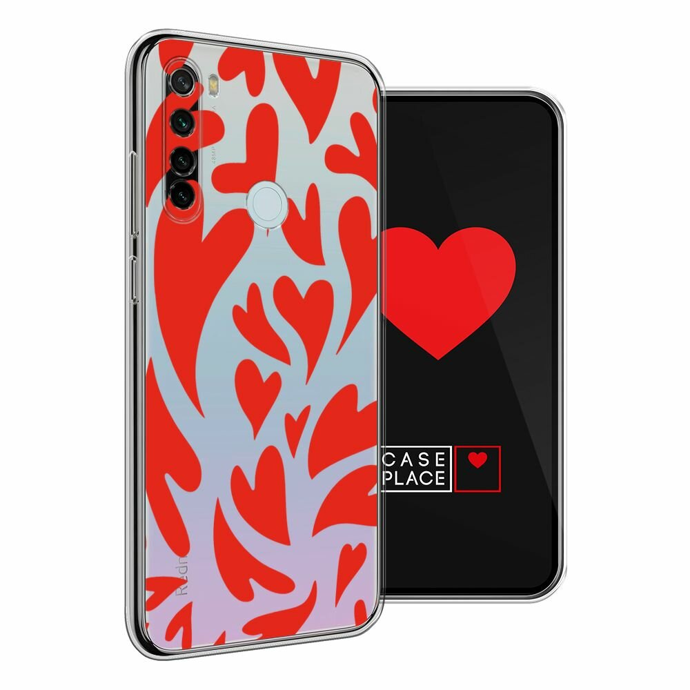 Чехол на Xiaomi Redmi Note 8T / Сяоми Редми Нот 8Т с принтом "Crazy hearts 2 - 14 февраля", прозрачный — фото 1