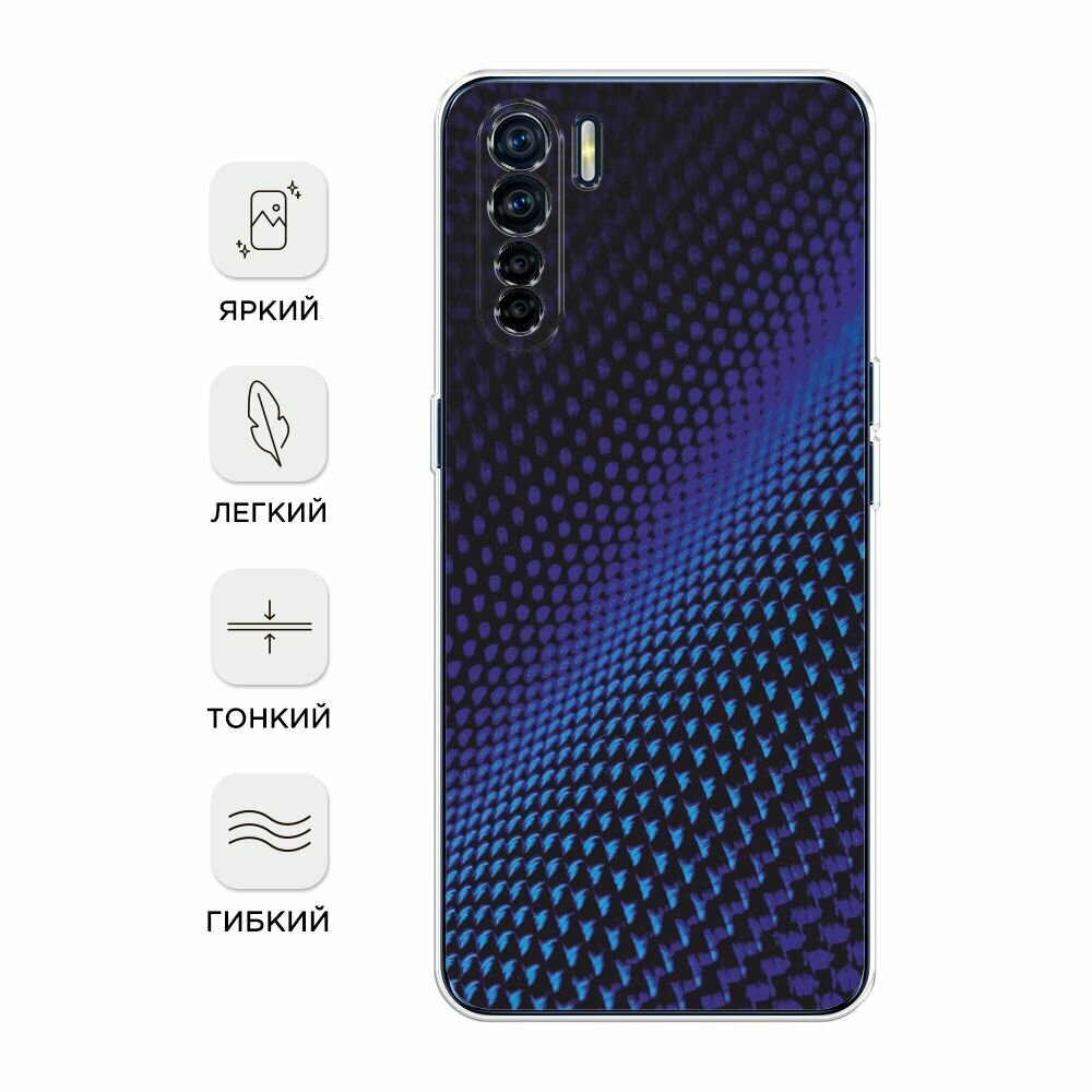 Чехол на Oppo A91/Reno 3 / Оппо A91/Рено 3 с принтом "Синий карбон" — фото 1