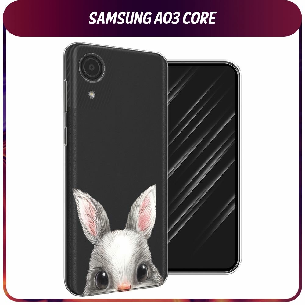 Чехол на Samsung Galaxy A03 Core / Самсунг Галакси А03 Core с принтом "Карандашный кролик 2 - 8 марта", прозрачный