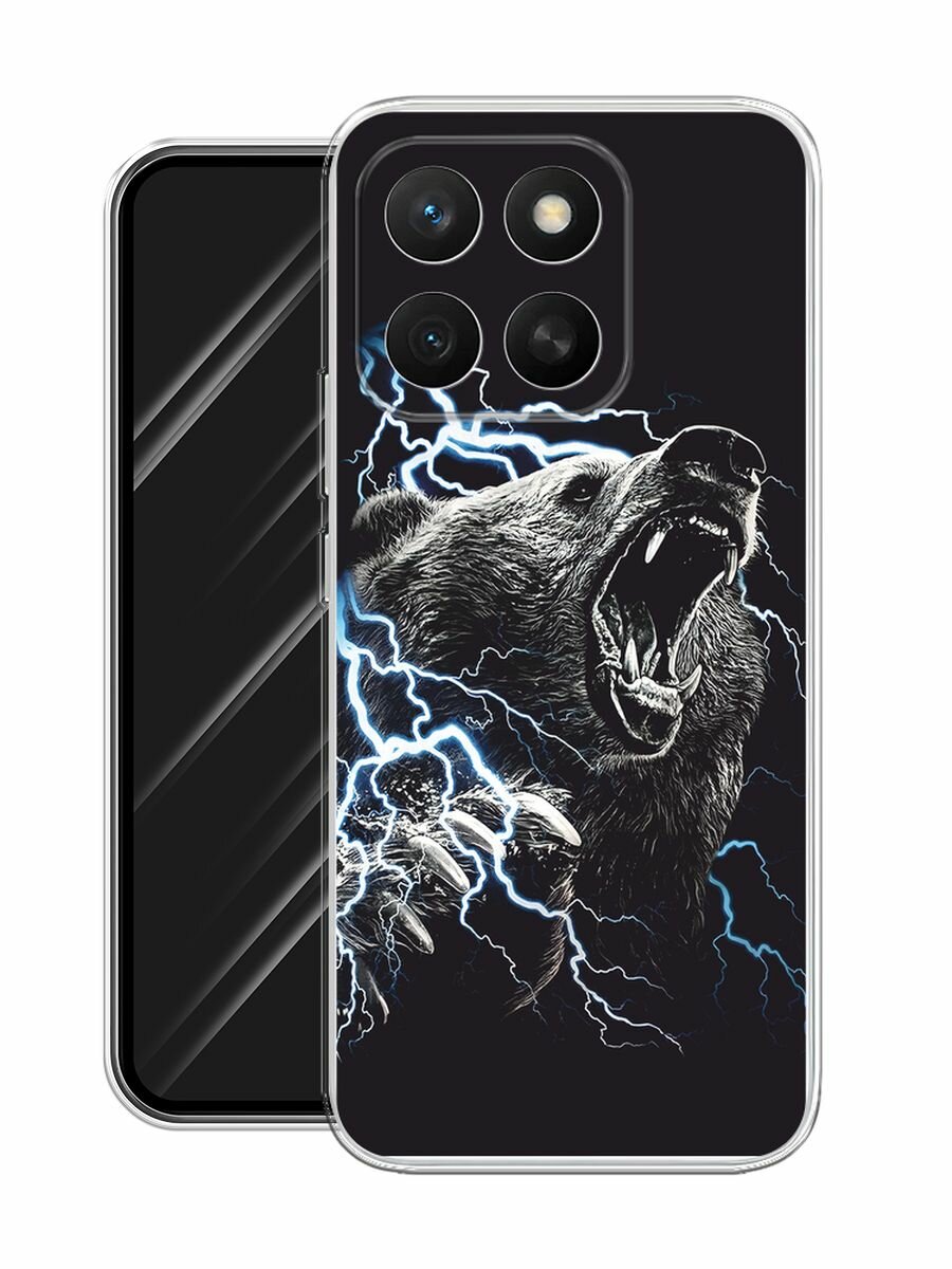 Силиконовый чехол на Honor X8c / Хонор X8c с принтом "Гроза и медведь" — фото 1