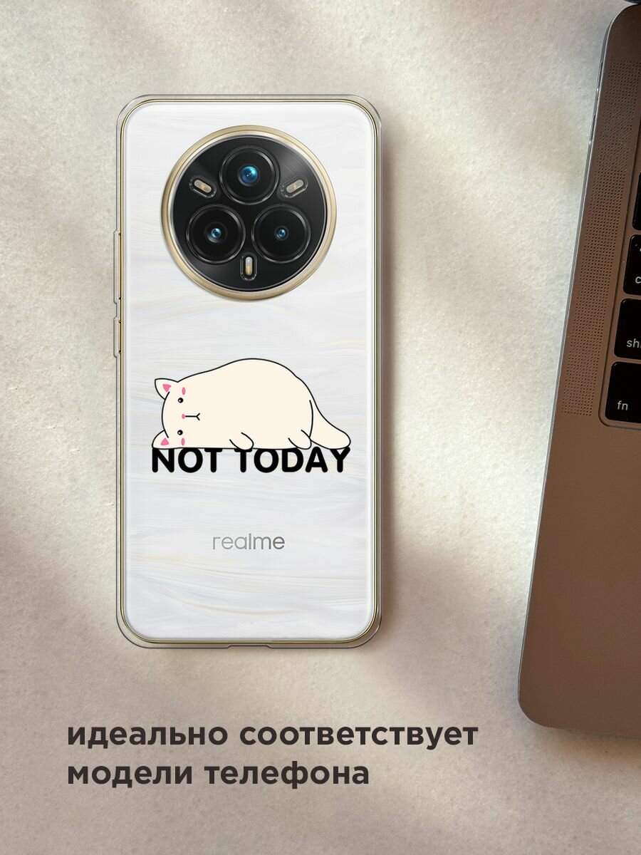 Чехол на Realme 14 Pro+ / Реалми 14 Про+ с принтом "Cat not today", прозрачный — фото 1