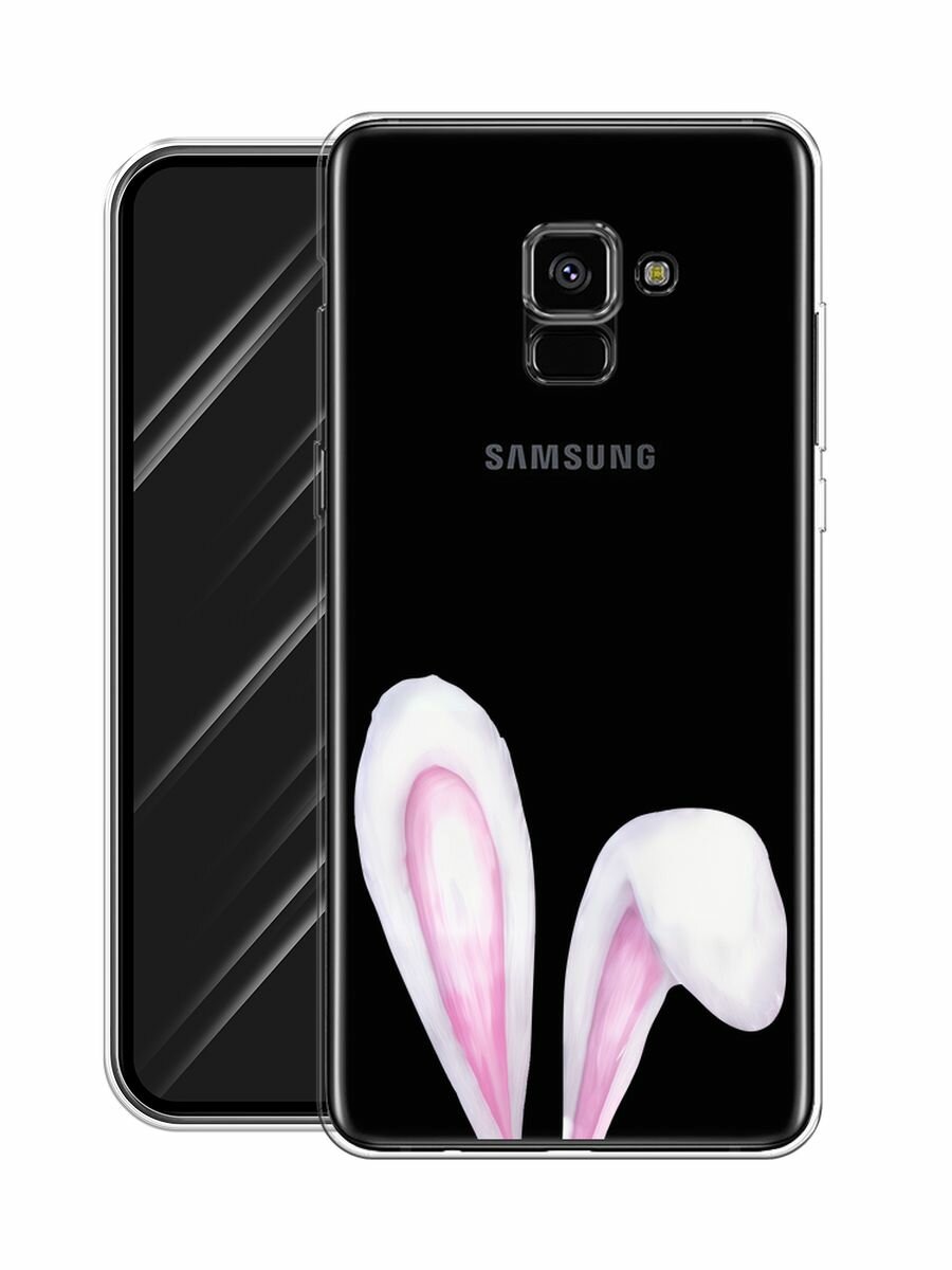Чехол на Samsung Galaxy A8 + / Самсунг Галакси А8 Плюс 2018 с принтом "Кроличьи уши 2", прозрачный — фото 1