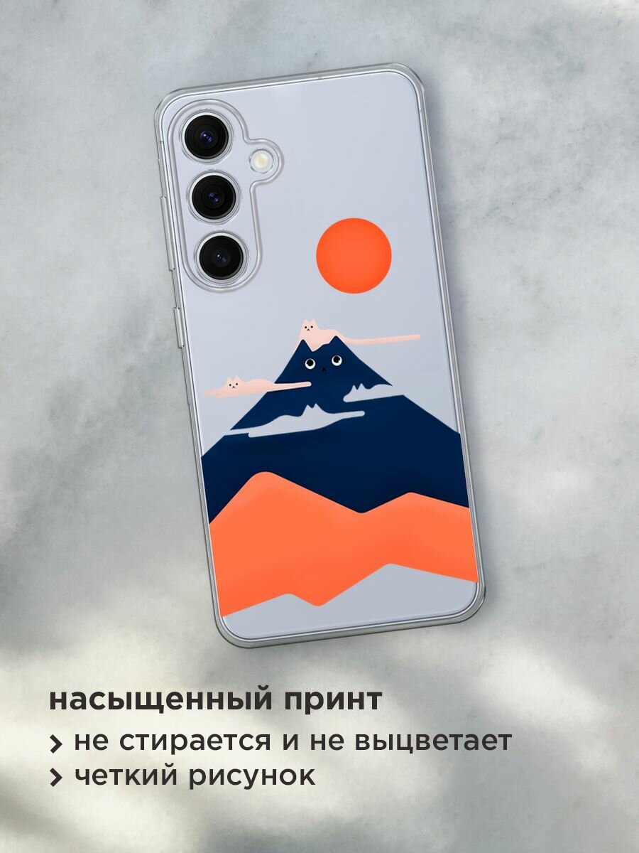 Чехол на Samsung Galaxy S24 FE 5G / Самсунг S24 FE с принтом "Кот-гора", прозрачный — фото 1