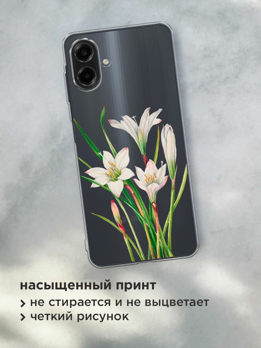 Чехол на Samsung Galaxy A07 / Самсунг А07 с принтом "White lily", прозрачный — фото 1