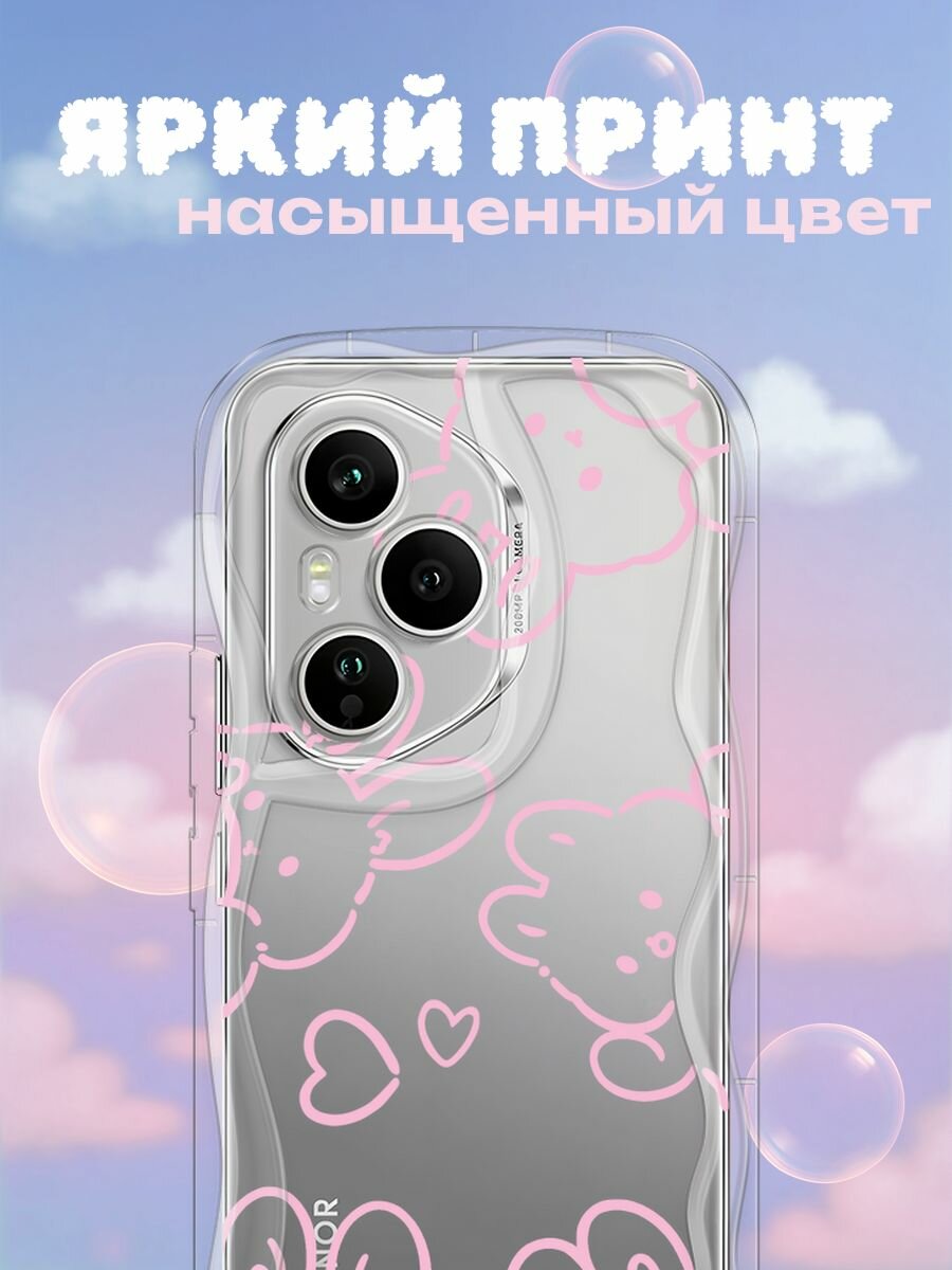 Чехол на Honor 400 Pro / Хонор 400 Pro с принтом "Контурные зайцы" — фото 1