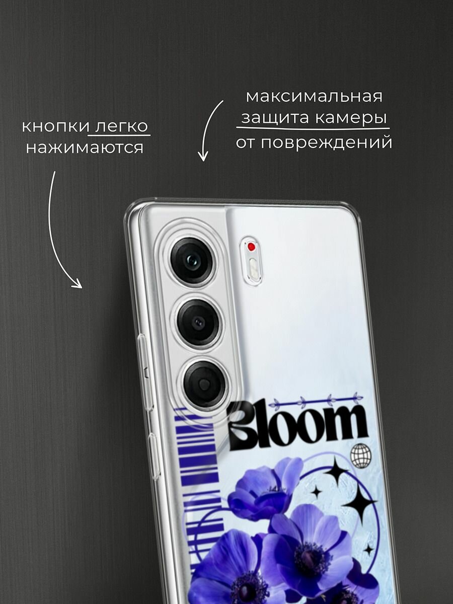 Чехол на Tecno Camon 40 Pro 5G / Текно Камон 40 Про 5G с принтом "Завораживающие анемоны", прозрачный — фото 1