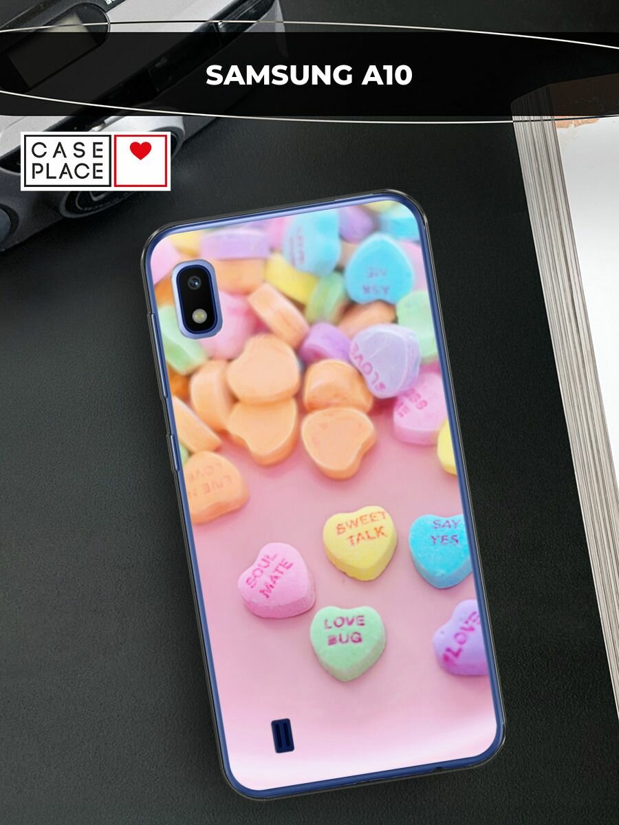 Чехол на Samsung Galaxy A10 / Самсунг Галакси А10 с принтом "Конфетки сердечки 2"
