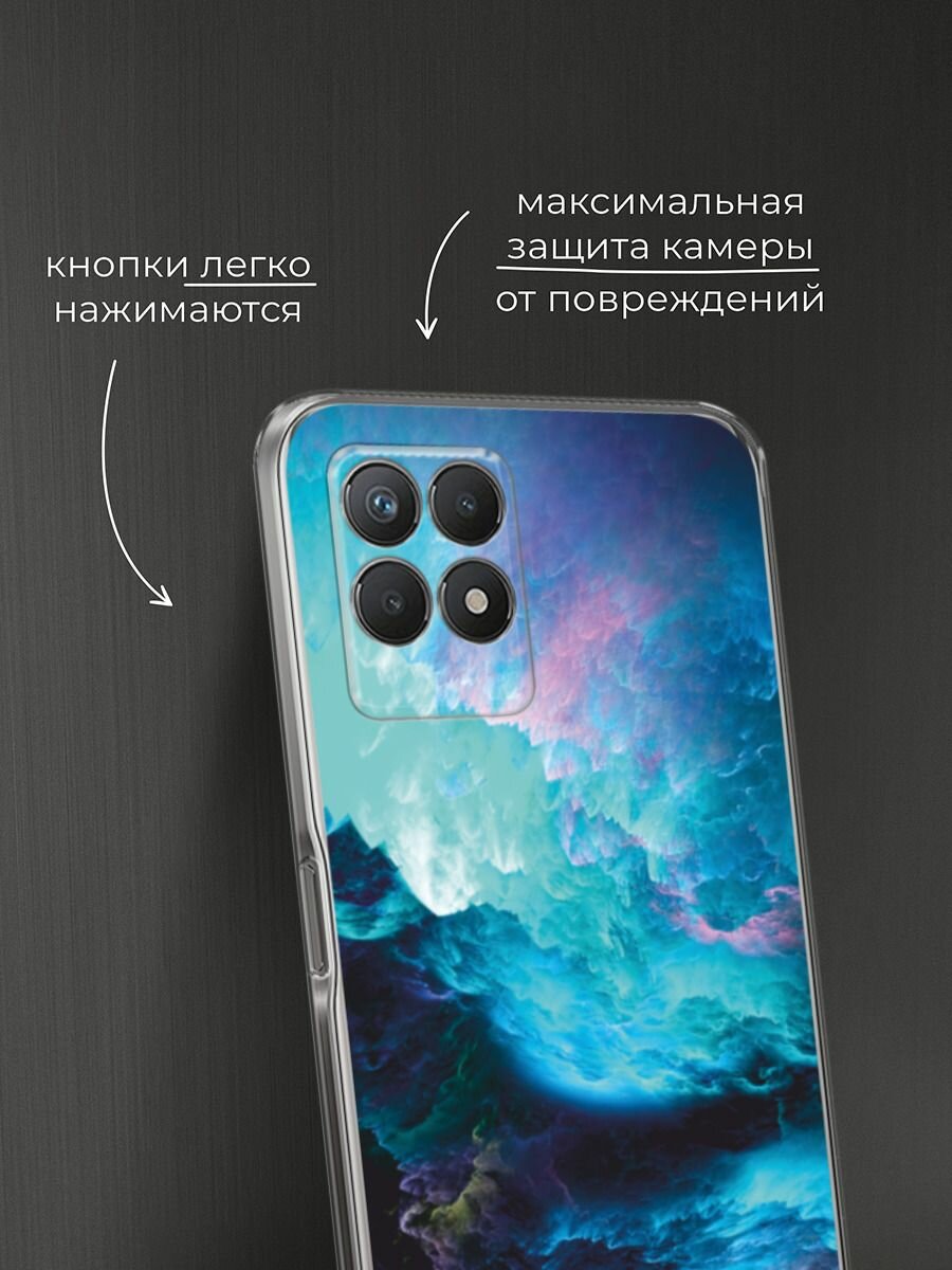 Силиконовый чехол на Realme 8i / Реалми 8i с принтом "Бирюзовое небо" — фото 1