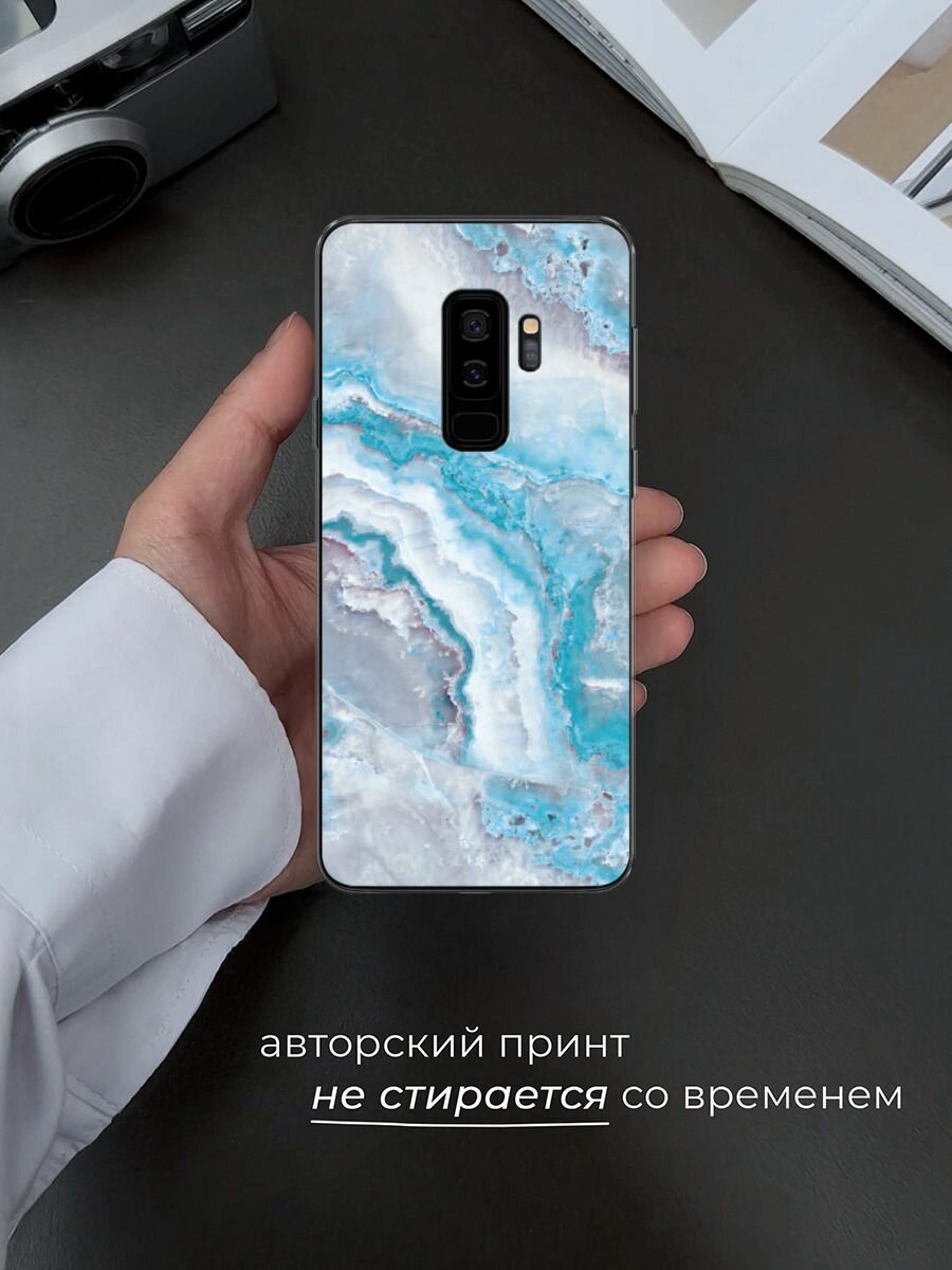 Чехол на Samsung Galaxy S9 + / Самсунг Галакси С9 Плюс с принтом "Нежно-голубой мрамор" — фото 1
