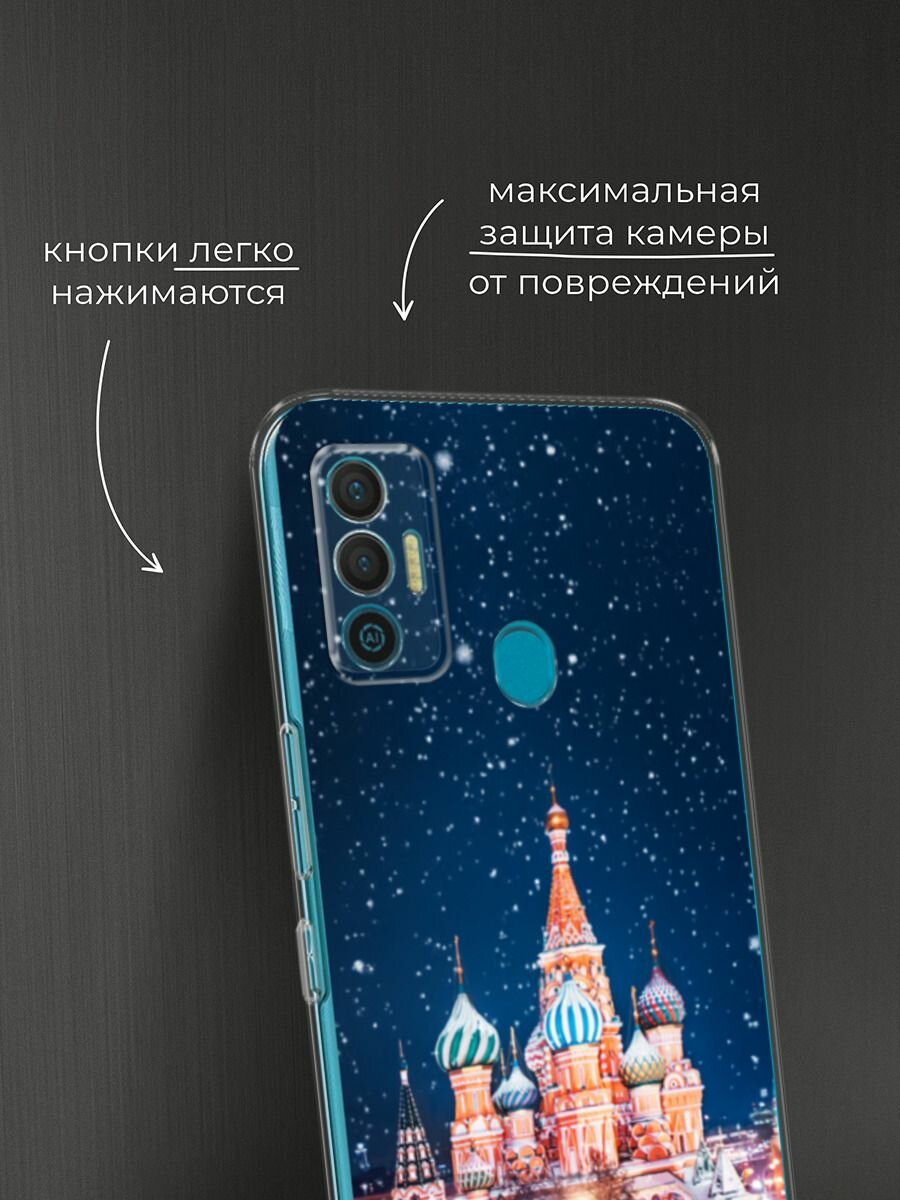 Силиконовый чехол на Tecno Spark 7 / Техно Спарк 7 с принтом "Москва 1" — фото 1