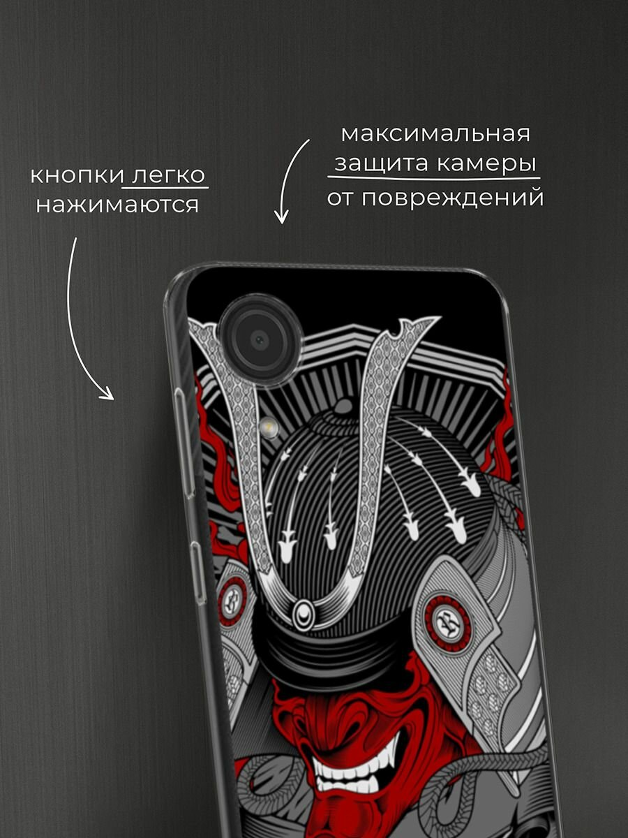 Чехол на Samsung Galaxy A03 Core / Самсунг Галакси А03 Core с принтом "Красная маска самурая" — фото 1