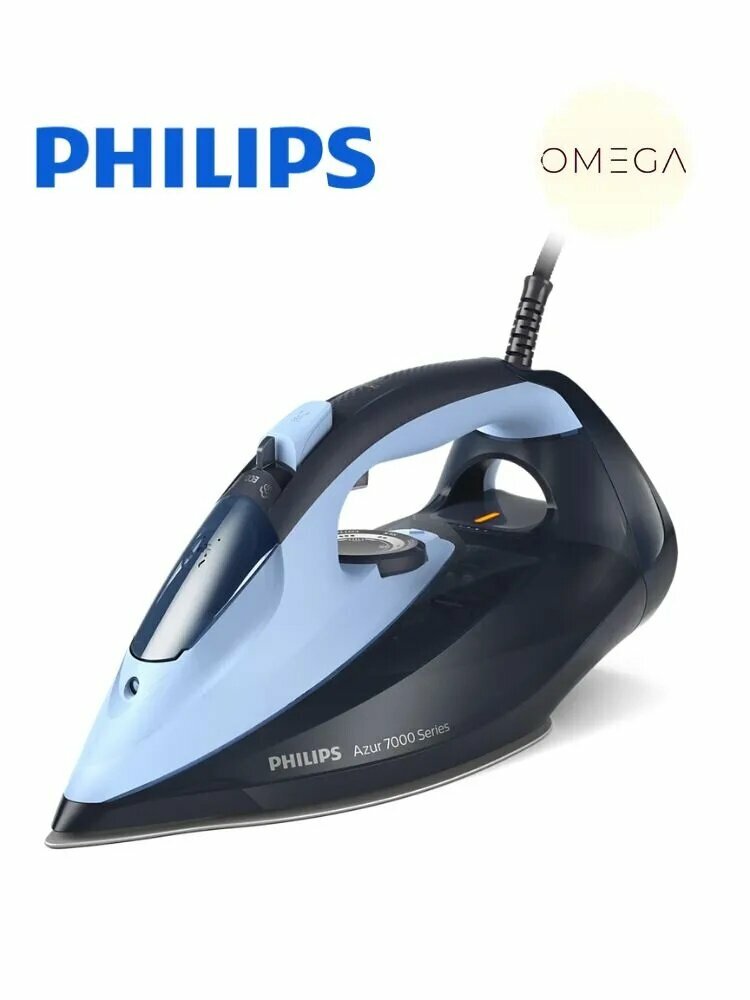 Утюг Philips DST7041/20 Azur 7000 2800 Вт, постоянный пар 50 г/мин, удар пара 250 г, подошва SteamGlide Elite