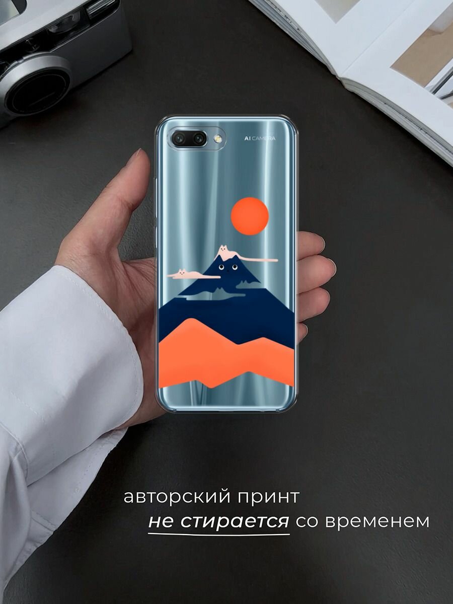 Чехол на Honor 10 / Хонор 10 с принтом "Кот-гора", прозрачный — фото 1