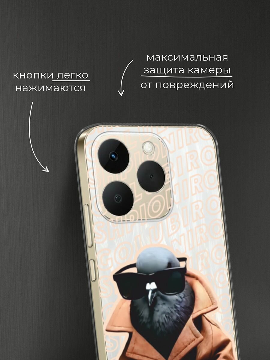 Чехол на Realme 15T / Реалми 15Т с принтом "Шпиониро голубиро 2", прозрачный — фото 1