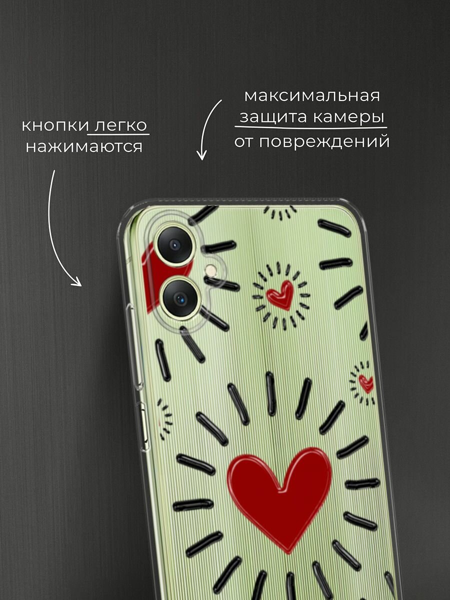 Чехол на Samsung Galaxy A06 / Самсунг Галакси А06 с принтом "Бордовые сердца паттерн" — фото 1