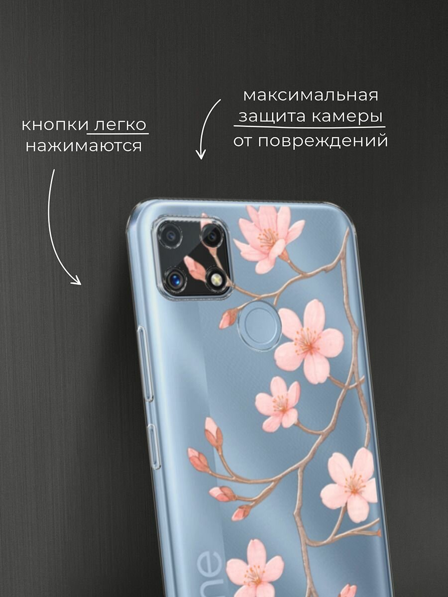 Чехол на Realme C25/C25s / Реалми С25/C25s с принтом "Веточка распускающейся сакуры 2" — фото 1