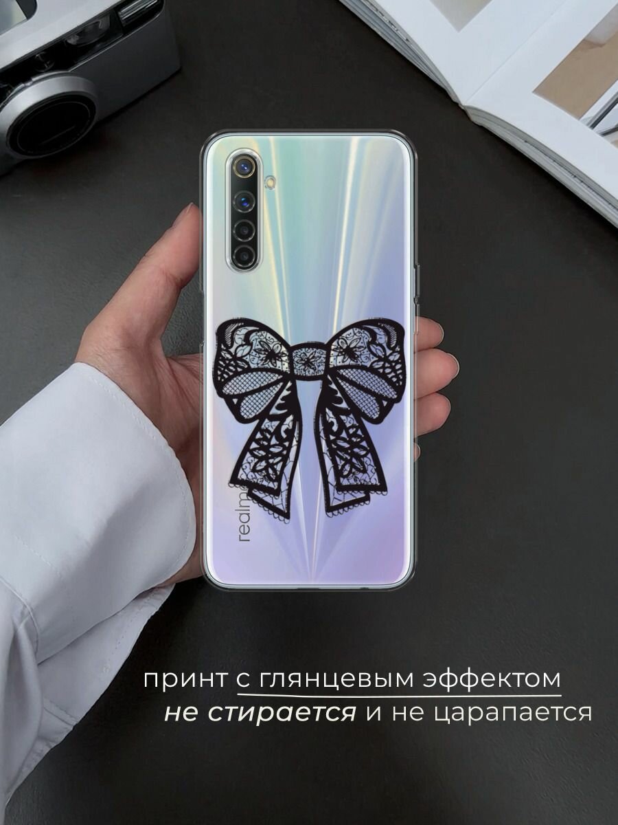 Чехол на Realme 6 / Реалми 6 с принтом "Черный сетчатый бант 2" — фото 1