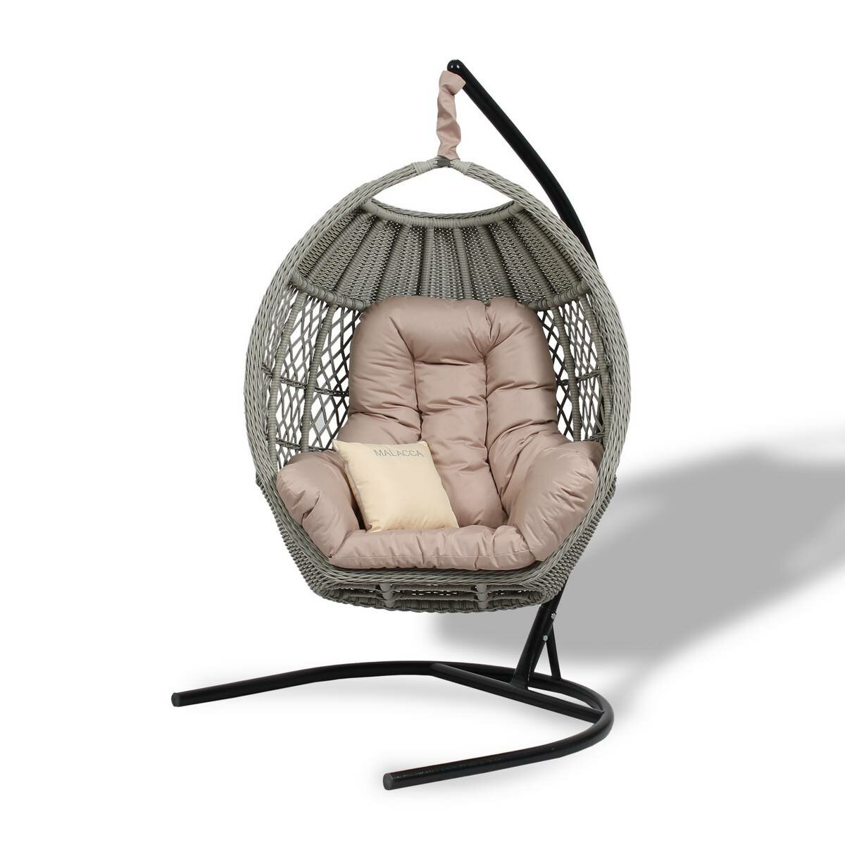 Подвесное кресло кокон Гайс от Malacca с подушкой из искусственного ротанга в цвете сицилия
