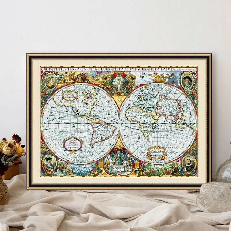 Карта мира, Набор для вышивания,11CT 3нити,90*66cm