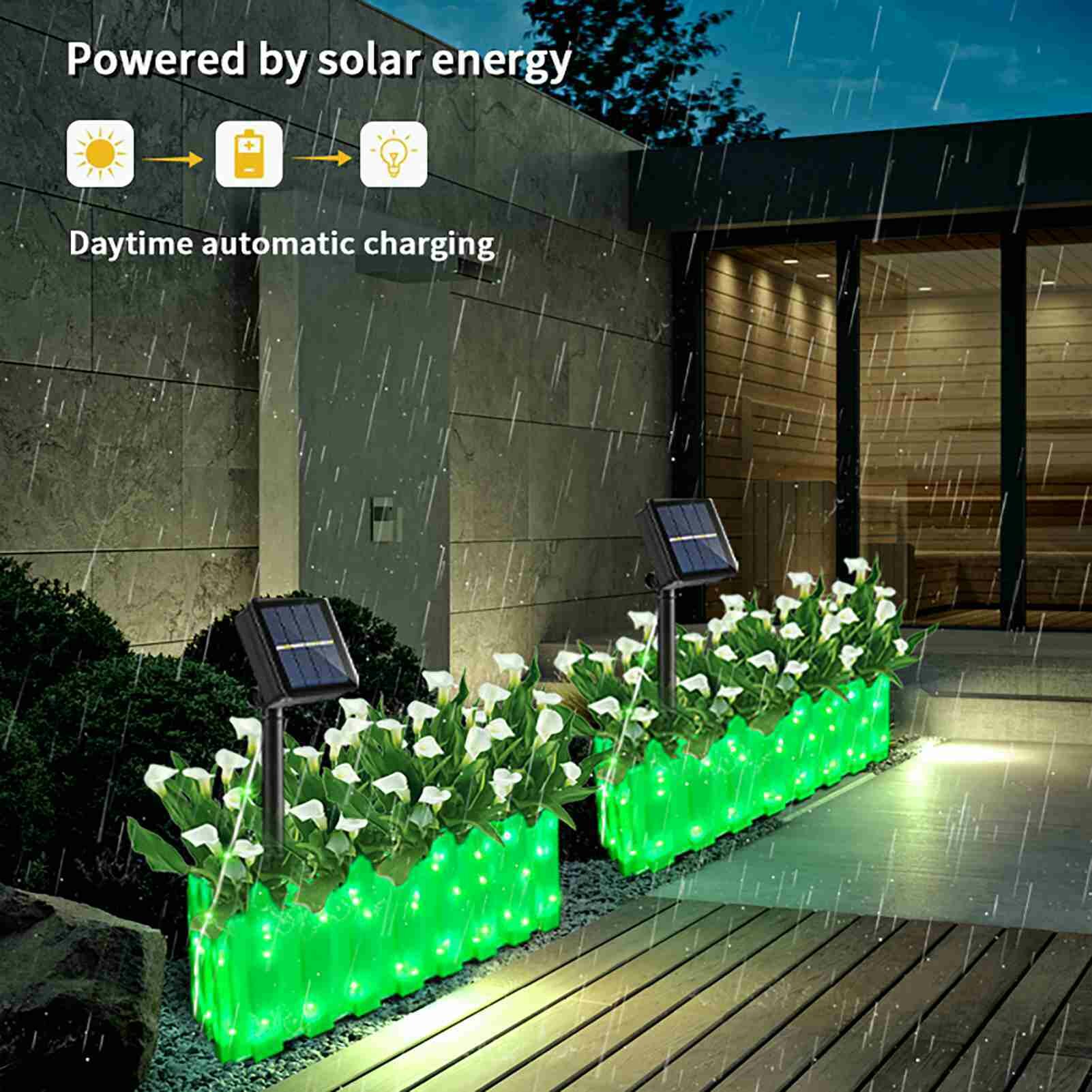 Уличные цветочные горшки Лампы на солнечных батареях Освещение для балконных садовых растений Светодиодное освещение для кашпо Украшение атмосферы патио 8 режимов освещения Интеллектуальное управление освещением Темнота Яркий свет
