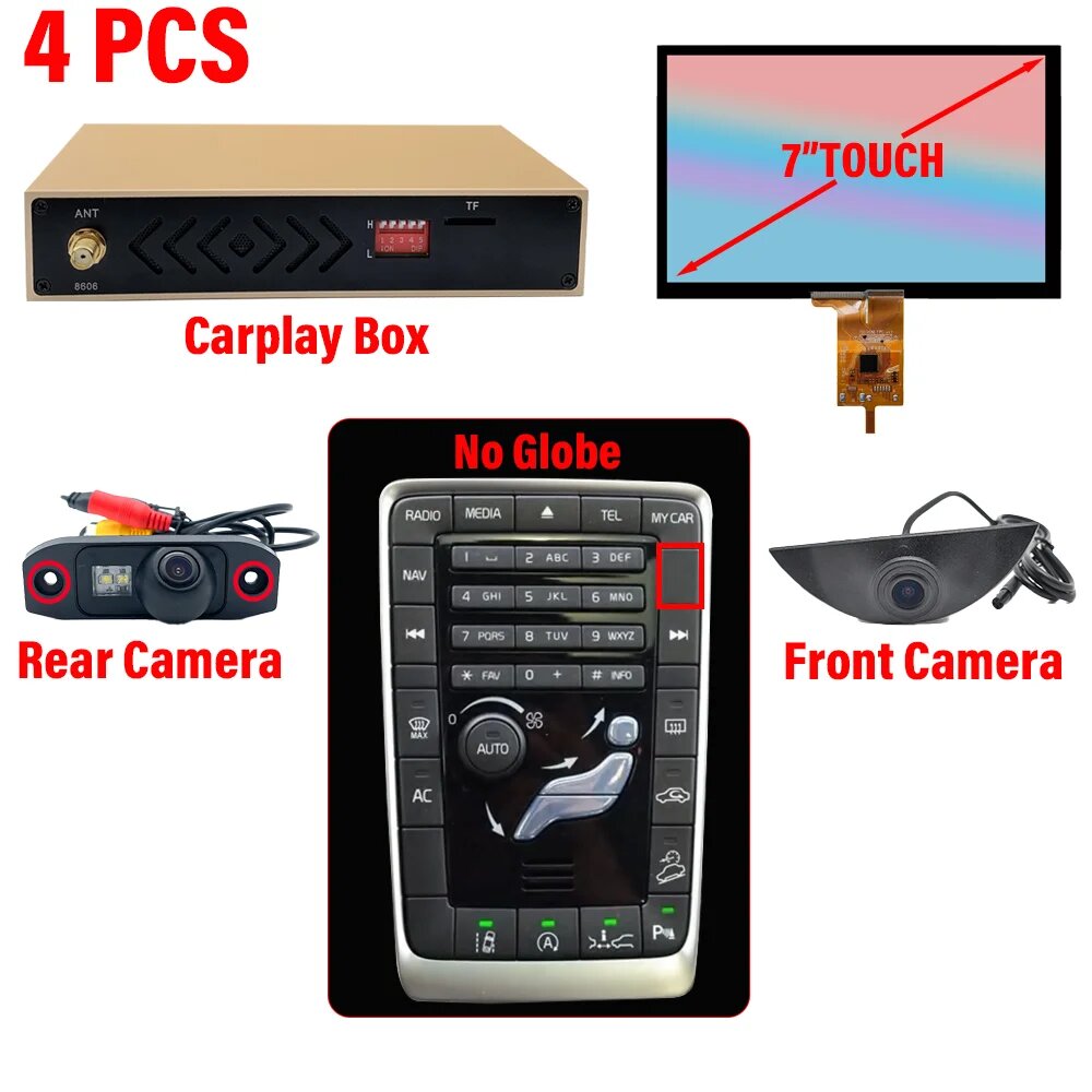Беспроводной модуль Apple Carplay Android Auto Car AI Box для Volvo XC60 XC70 S60 S80 V60 V70 V40 (2011-2019) декодер зеркальных звеньев XC70, NO GLOBE 4PCS