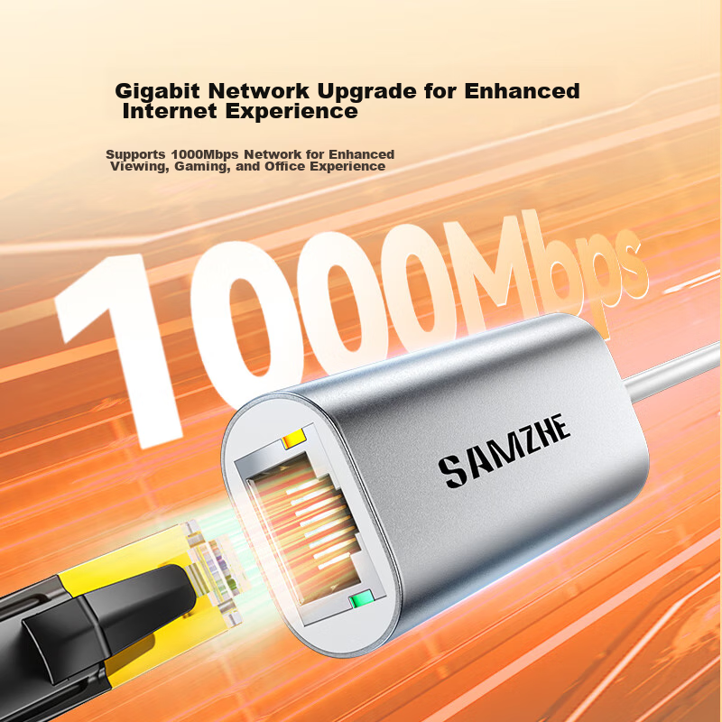 SAMZHE USB 3.0 Gigabit Wired Network Card to RJ45 Network Cable Adapter Compatible with Xiaomi Box, Microsoft, Apple, Huawei, External Network Port Converter UW013