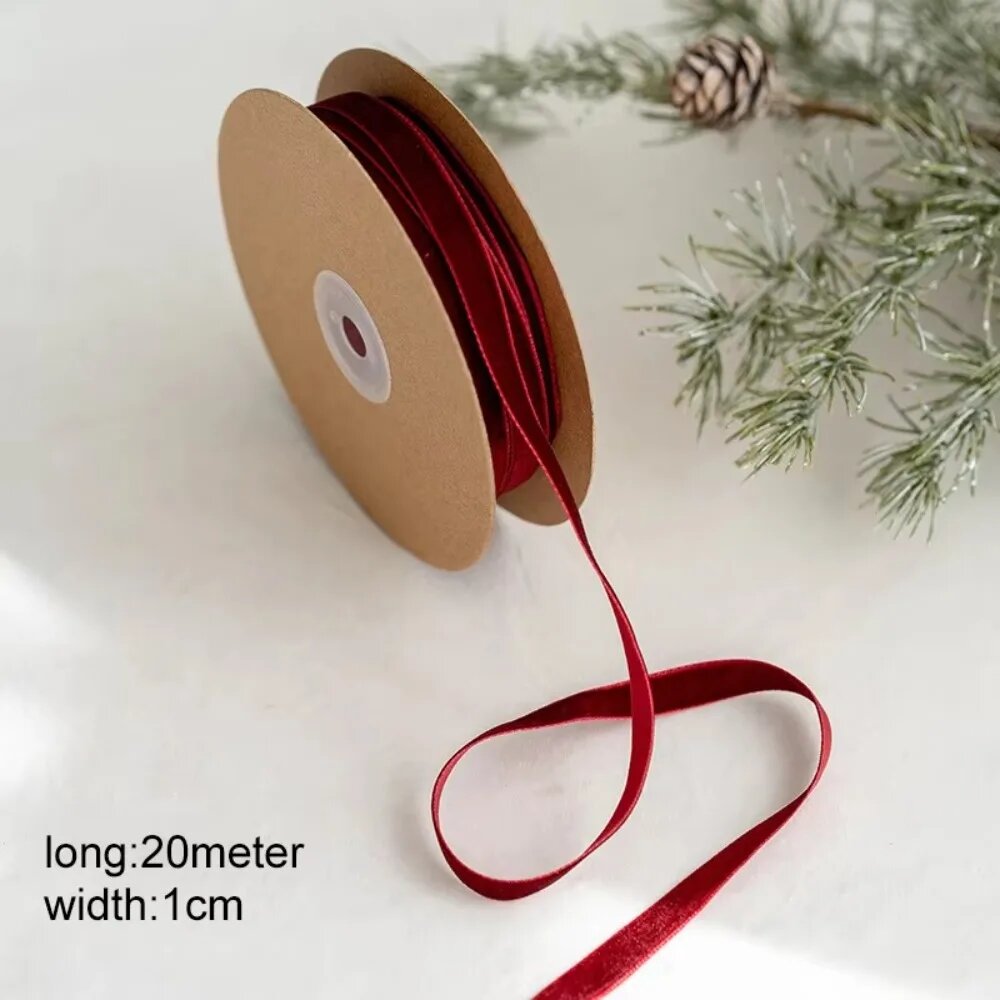 Рождественские ленты синие/красные тканевые 1х20м/2.5х10м Wine Red 1cm-20m