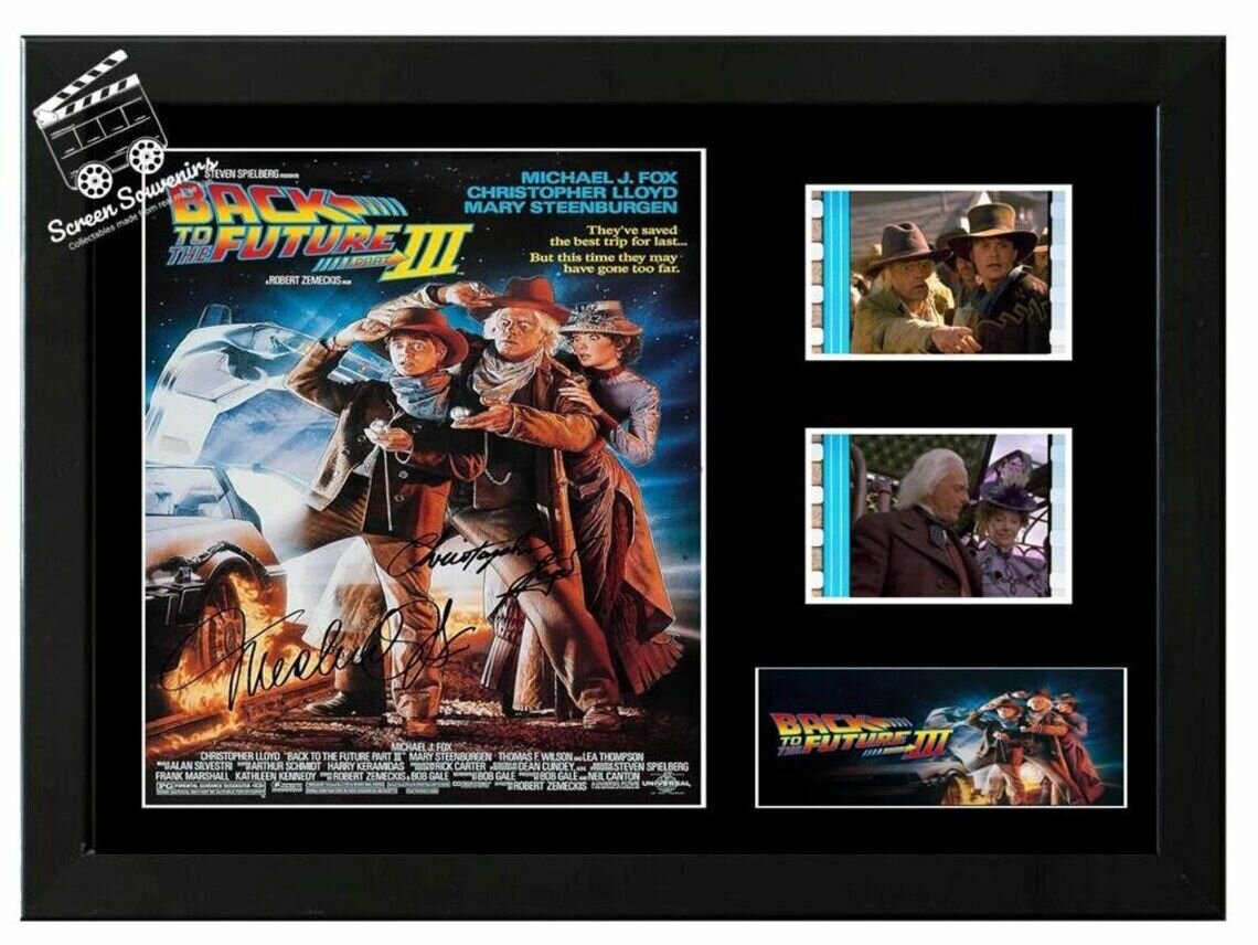 Назад в будущее / Back to the Future Коллекционный постер с киноплёнкой и автографами Назад в будущее 3