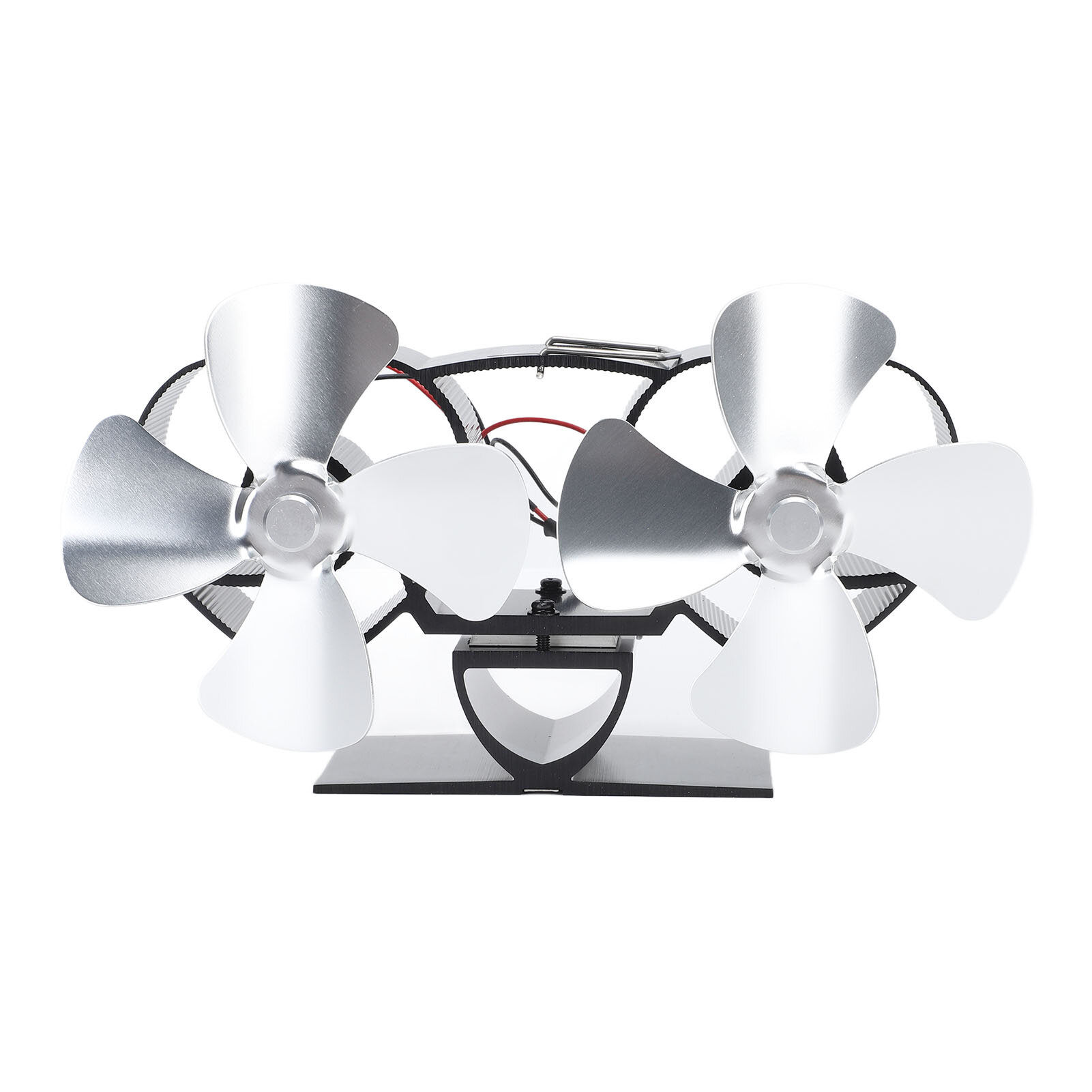 Вентилятор для печи, вентилятор для камина из алюминиевого сплава с 4 лопастями, двойной вентилятор, для замены, серебристый