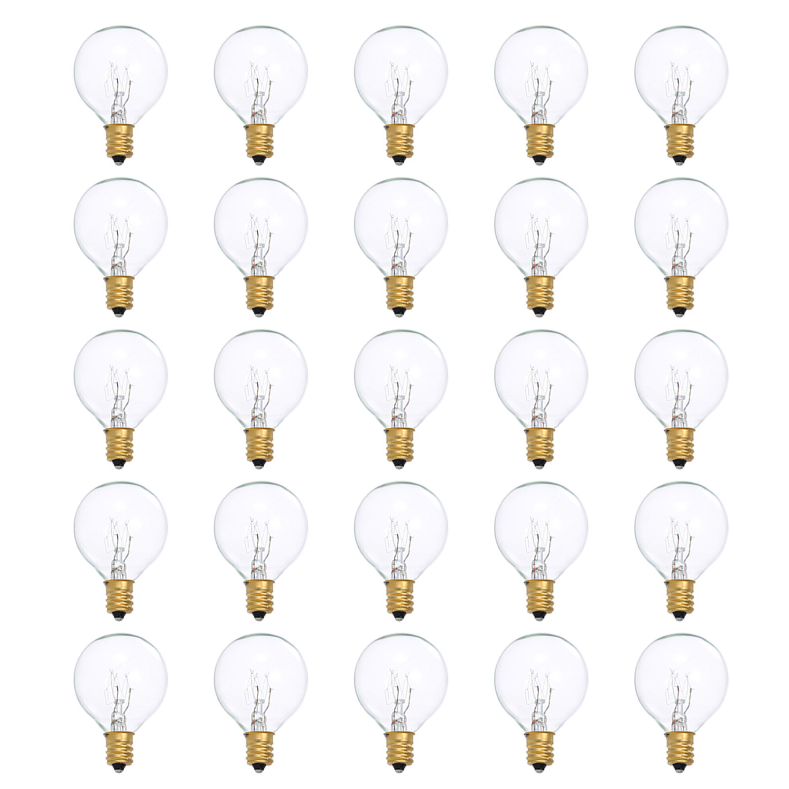 Лампа накаливания в виде шара G40 в упаковке 25 штук, цоколь E12, IP44, теплый белый, AC120V, для струнных светодиодов, дома, вечеринок, украшений, свадеб, мероприятий, портативная