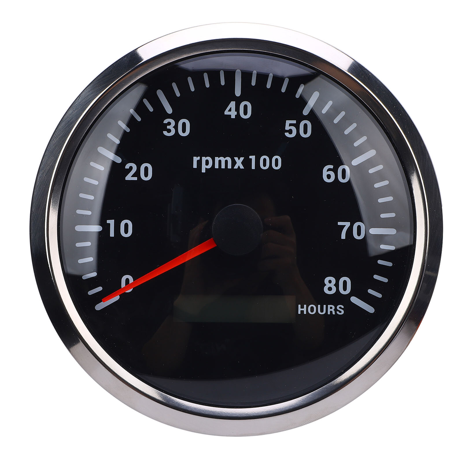 Тахометр 110 мм (4-3/8 дюйма), 7-цветная подсветка, DC 9-32V, 8000 об/мин, со счетчиком моточасов, для автомобиля, яхты, автодома, лодки, грузовика, черный циферблат, серебристый ободок CXA011