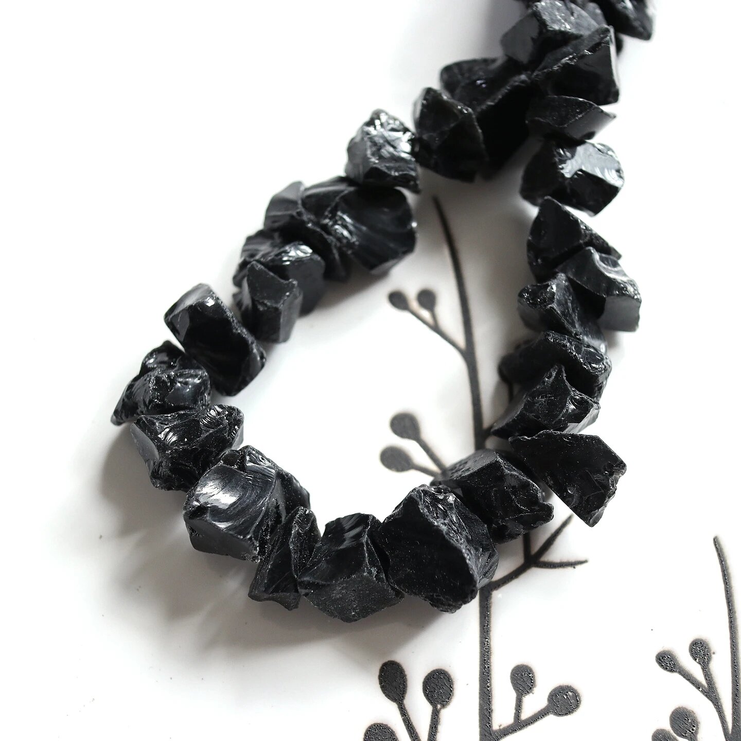 Полудрагоценные бусины из кварца и флюорита Черный, obsidian