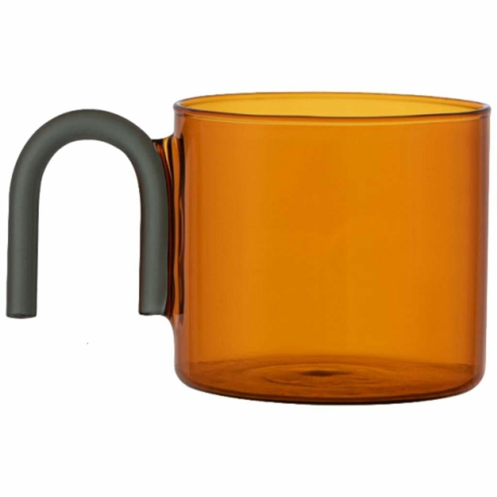 Круглая однослойная чашка объемом 300 мл, высококачественное боросиликатное стекло, кофейная из термостойкого стекла-янтарного цвета
