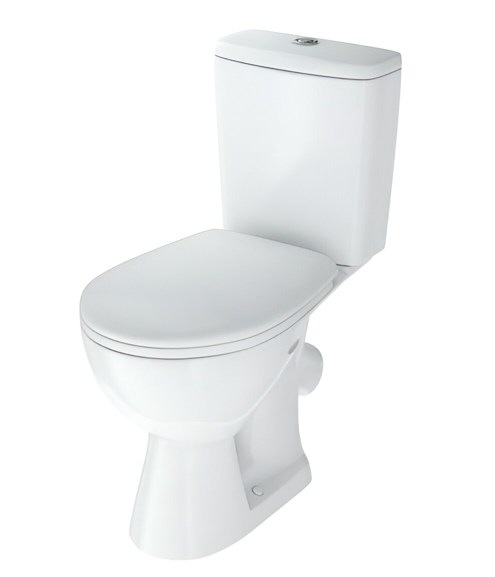 Унитаз-компакт (Rosa) Уют белый, косой выпуск, нижний подвод, 2 реж, сиденье полипропилен