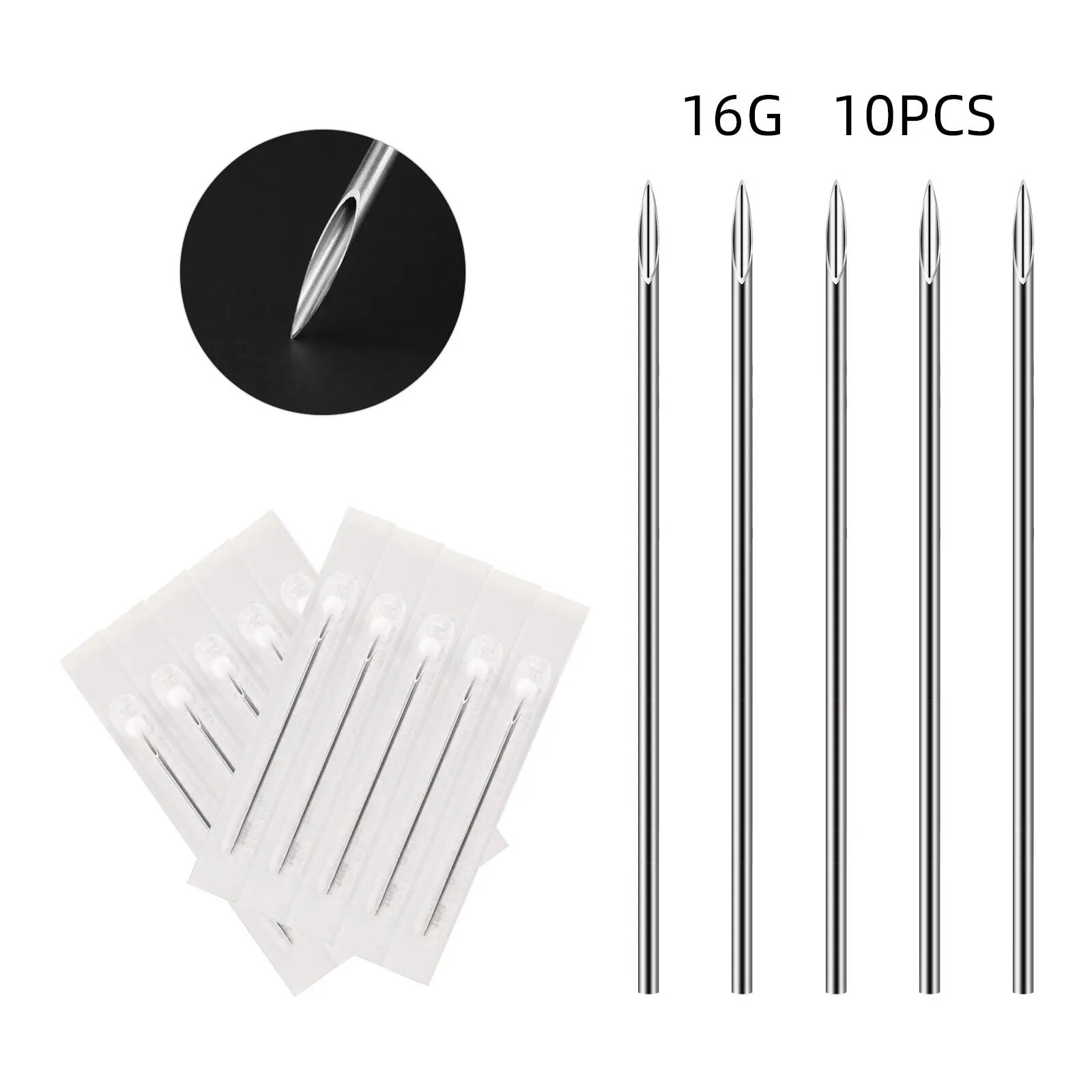 Иглы для пирсинга ATOMUS 10 шт, 12Г 14Г 16Г 18Г 20Г 16G