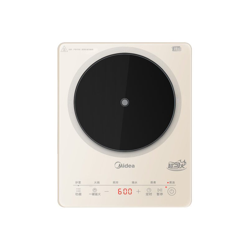 Индукционные плиты Midea, бежевые, 4 конфорки, сенсорное управление, стильный дизайн, высокая эффективность нагрева