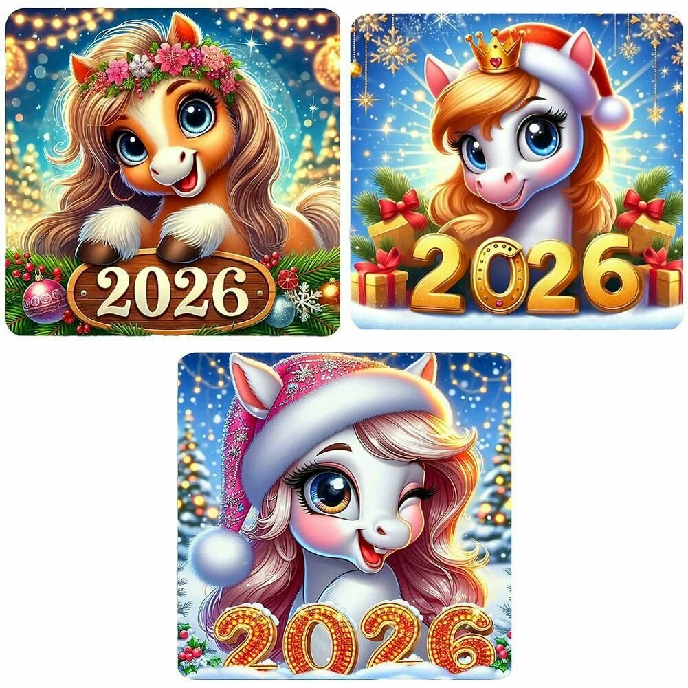 Наклейки на холодильник на Новый 2026 год