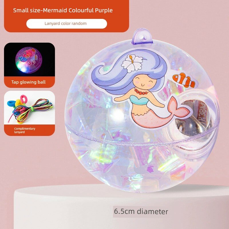 Малый размер мермаидский песок сияющий бouncy мячик фиолетового цвета с подвесным шнуром для игр детей