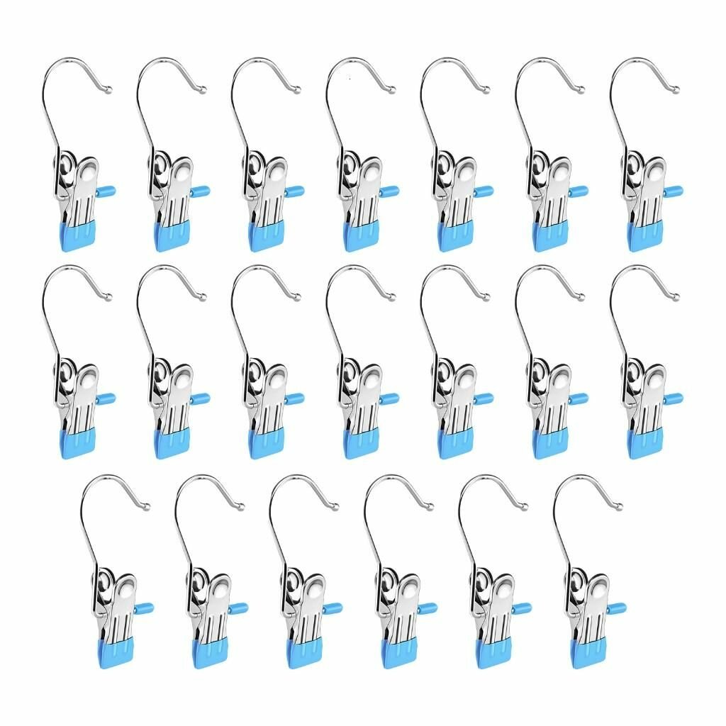 Съемник для одежды,20 шт, прищепки для белья из нержавеющей стали (разноцветные)