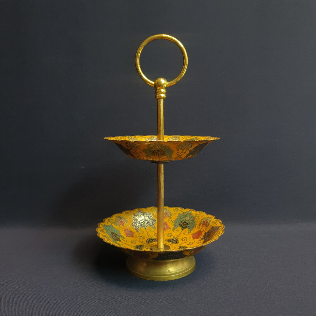 Ваза двух ярусная 26 см, латунь, диаметр 14.5 см. Индия.