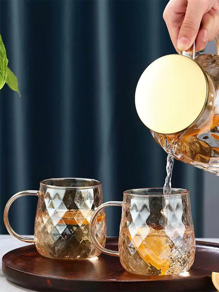 Набор стеклянных кружек для чая и кофе, чашки кофейные350 мл, чайная пара стеклянных кружек