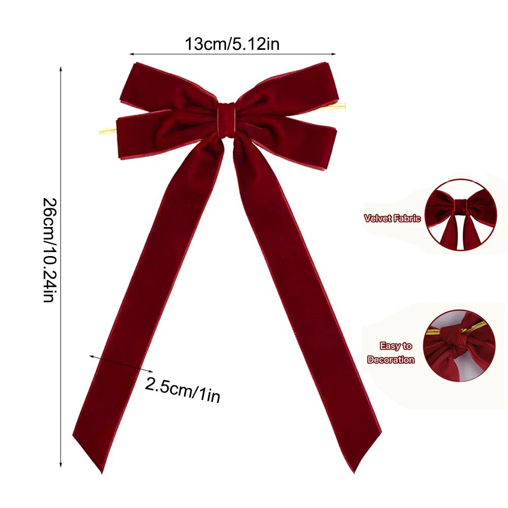 Бархатные ленты с бантами EsenTroye, красные, для декора Бордовый, 10PCS, Burgundy