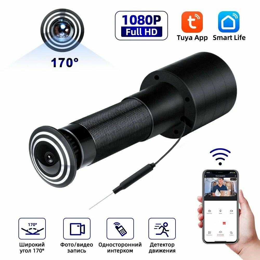 Умный глазок Tuya для входных дверей, 2.4G&5G WiFi, 1920x1080