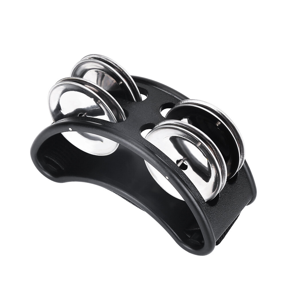 1Pc Инструмент перкуссии ножный тамбурин с металлическими бубенцами (черный) из ABS, металла и нейлона размером 10x4x6cm весом 82-86g