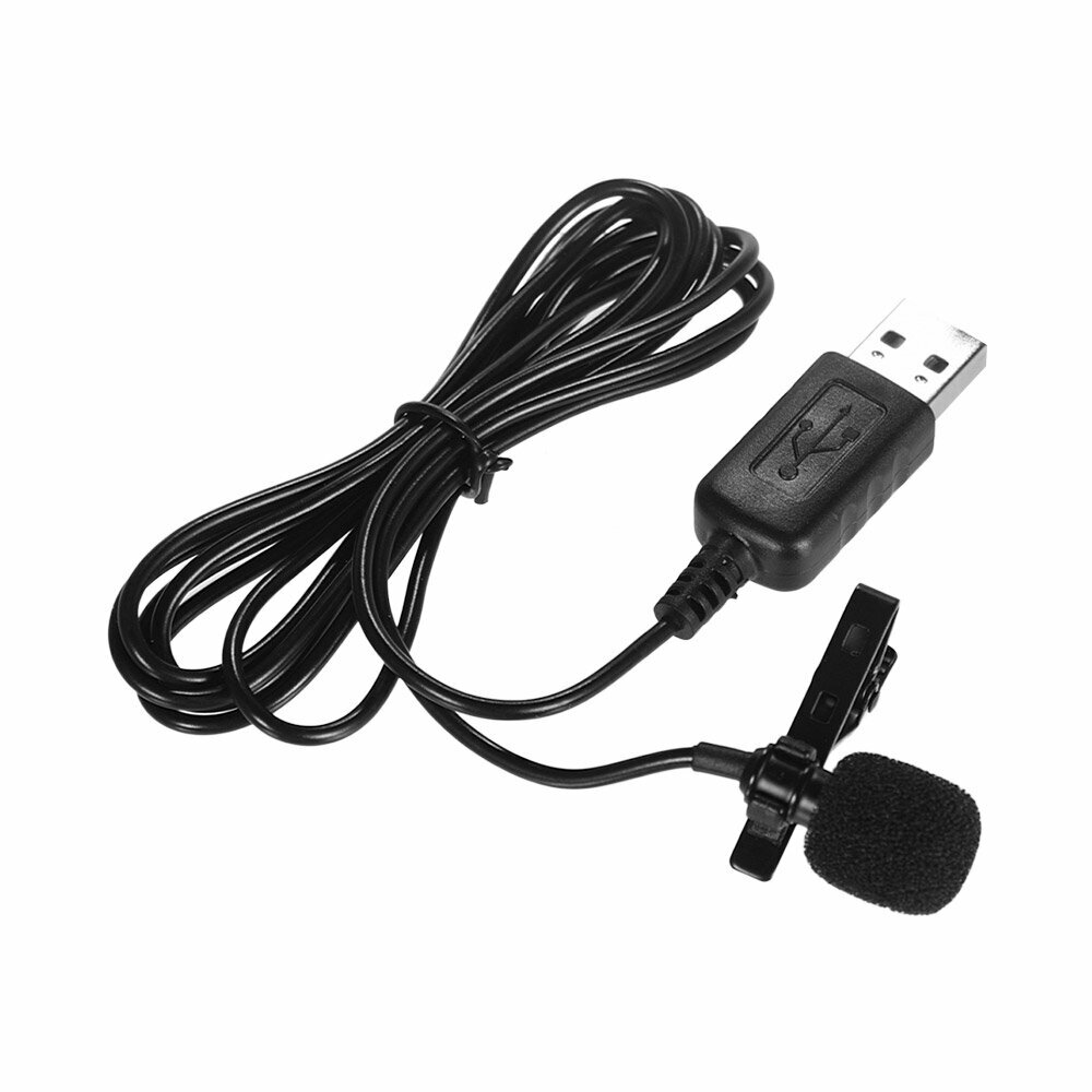 Мини микрофон лавальный клип-он конденсаторный с USB разъемом для компьютера ПК ноутбука черный 1 шт, длина кабеля 145см, вес 25г, диапазон частот 20Hz-16KHz, чувствительность -30dB +/-2dB, включая чехол